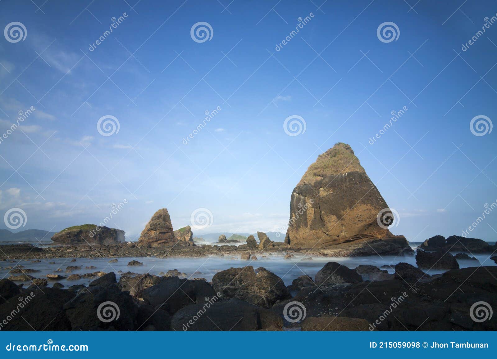 Panorama at Tanjung Papuma Beach, Jember District Stock Photo - Image ...