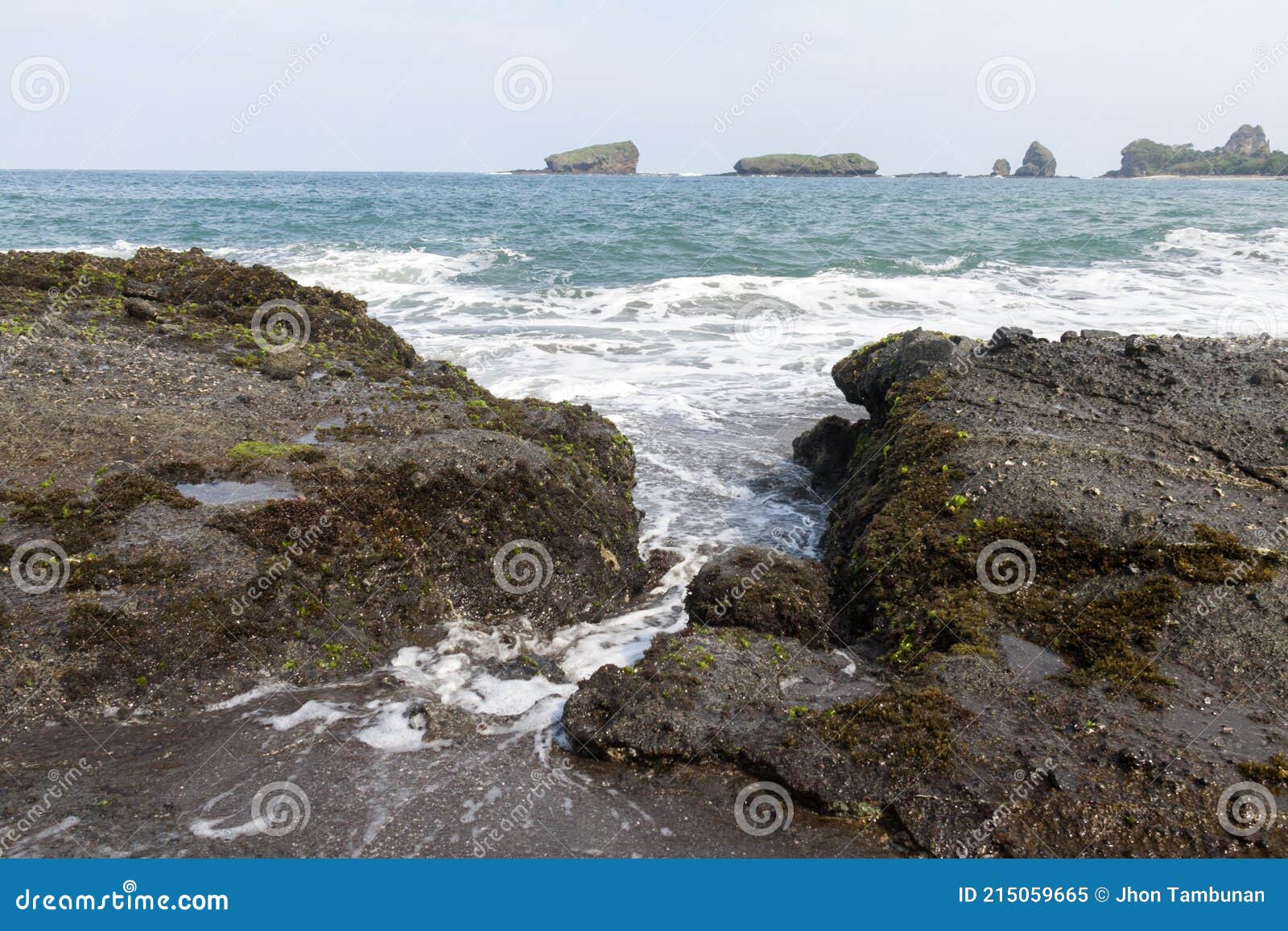 Panorama at Tanjung Papuma Beach, Jember District Stock Image - Image ...