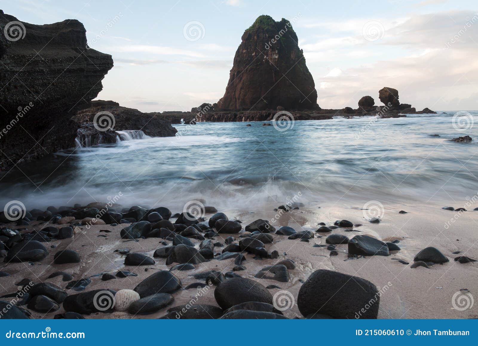Panorama of Tanjung Papuma Beach, Jember District Stock Photo - Image ...
