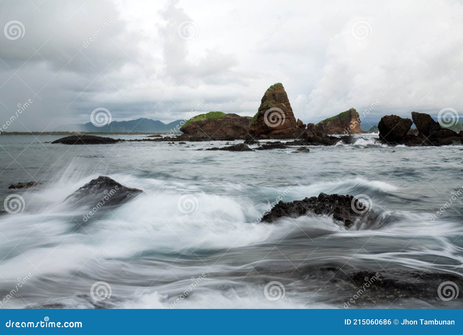 Panorama of Tanjung Papuma Beach, Jember District Stock Photo - Image ...