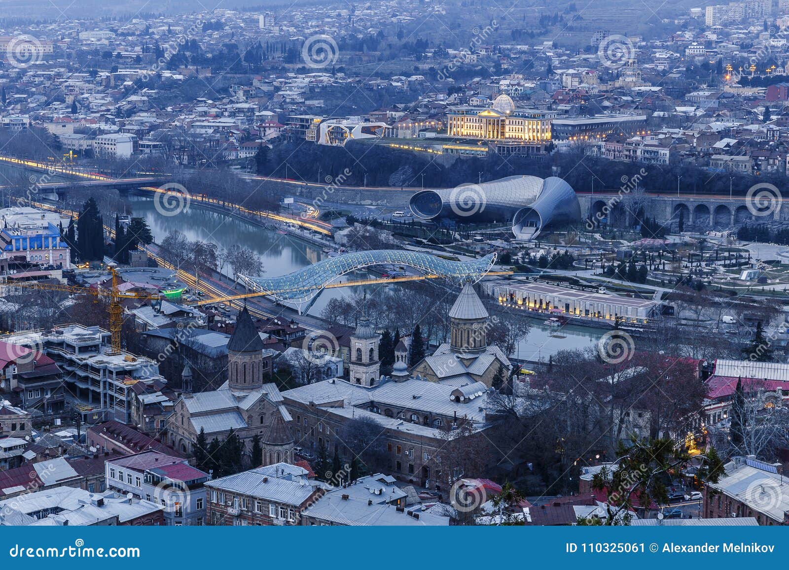 Panorama of Tbilisi at Sunset Stock Image - Image of kura, illumination ...