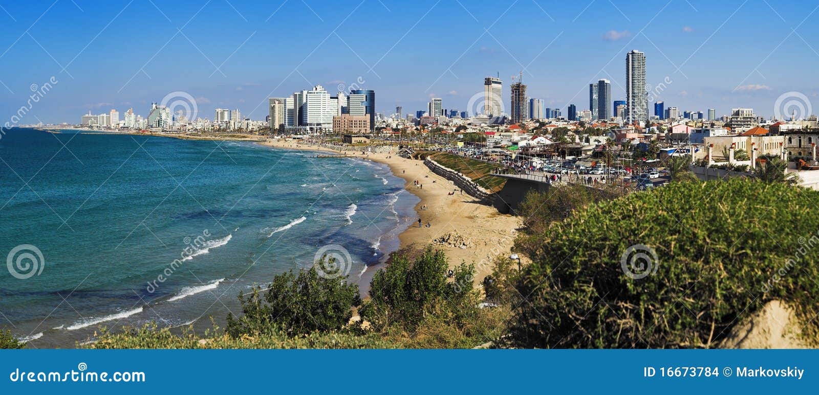 Panorama of Tel-Aviv Coastline Stock Photo - Image of modern, landscape ...