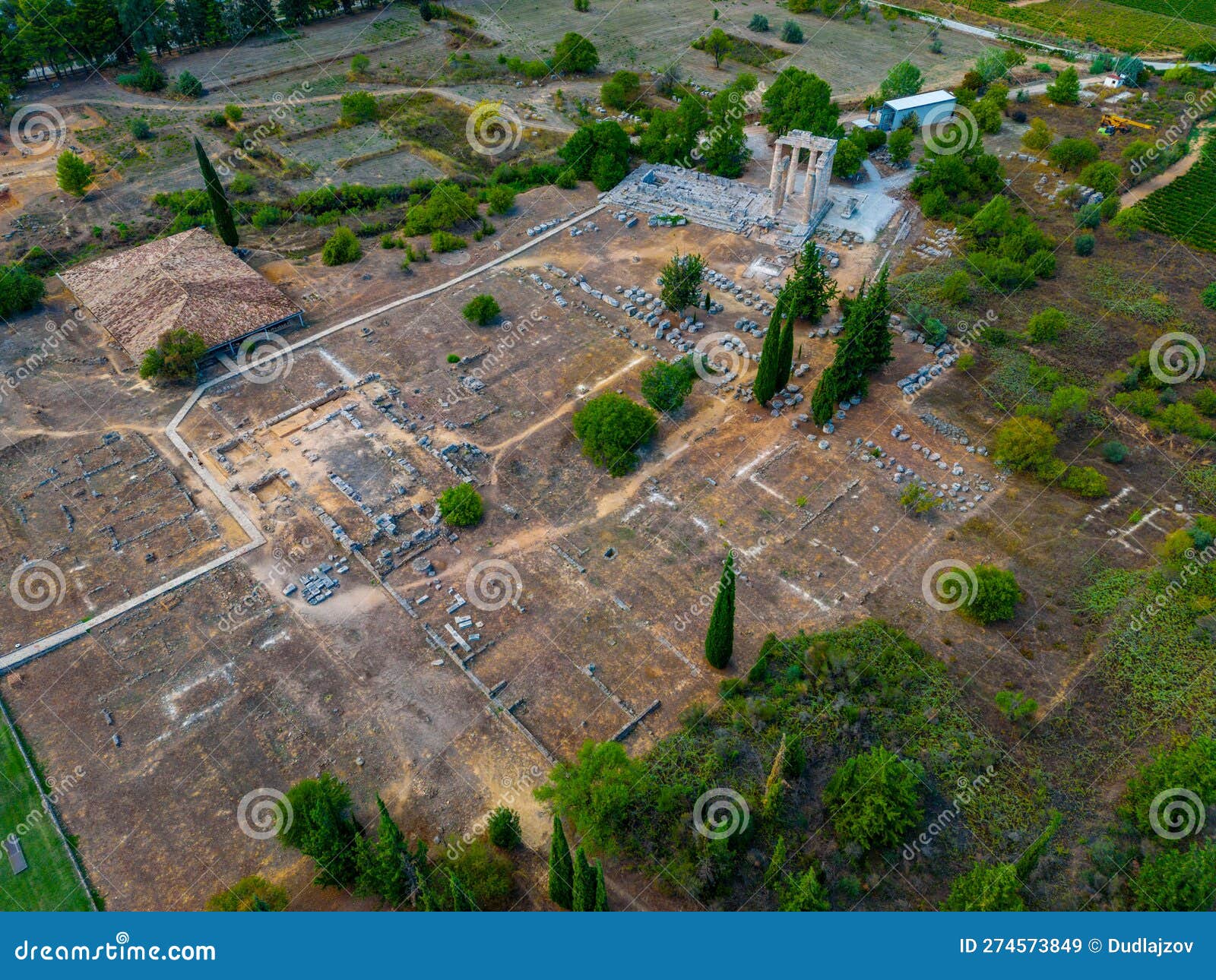 Panorama of Temple of Zeus at Ancient Nemea Complex in Greece Stock ...
