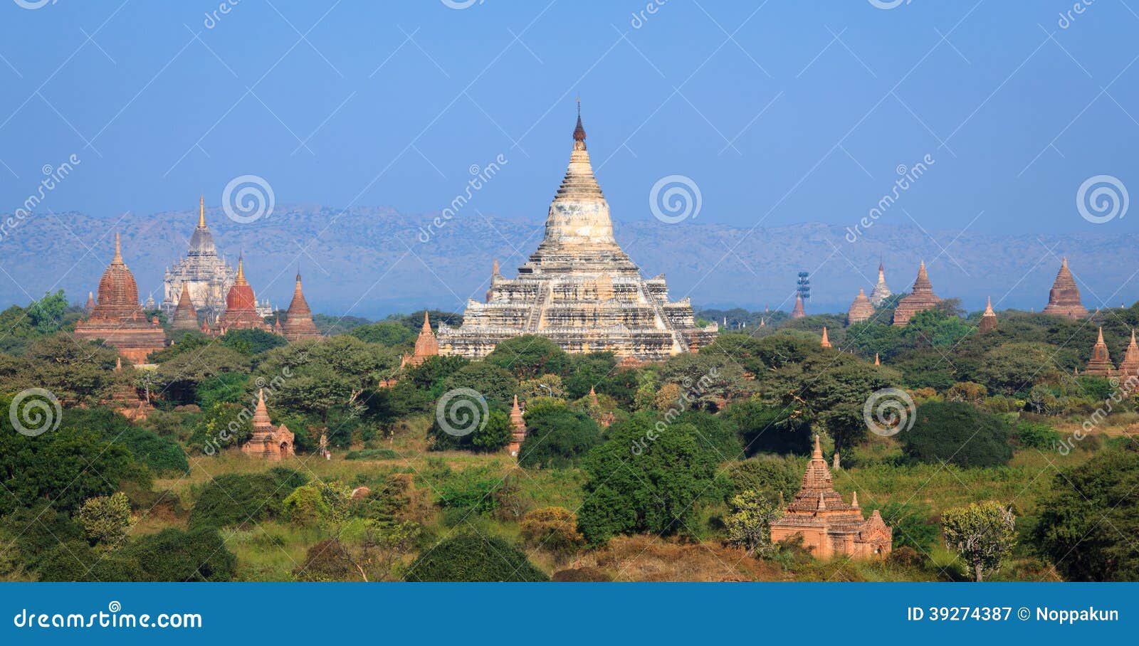 Panorama the Temples of Bagan at Sunrise, Myanmar Stock Image - Image ...