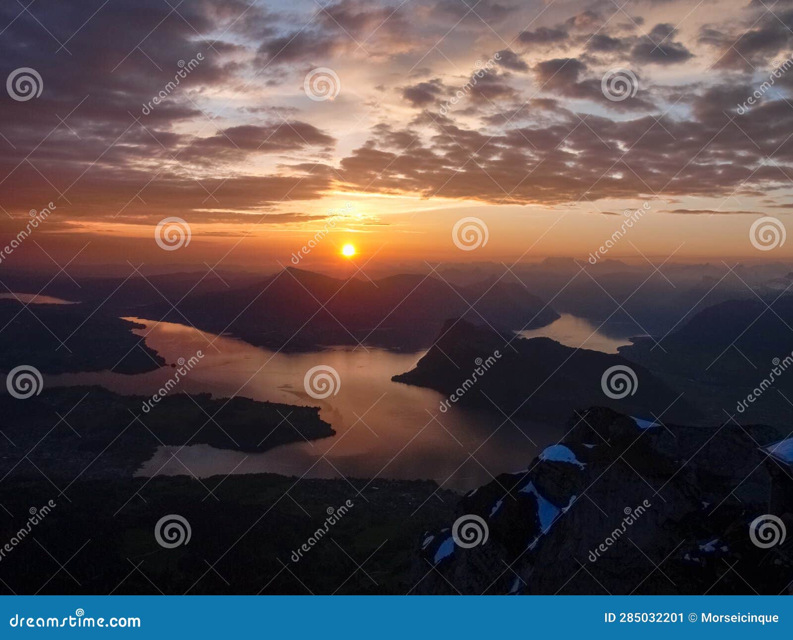 Panorama from the Top in the Light of Dawn Stock Image - Image of ...
