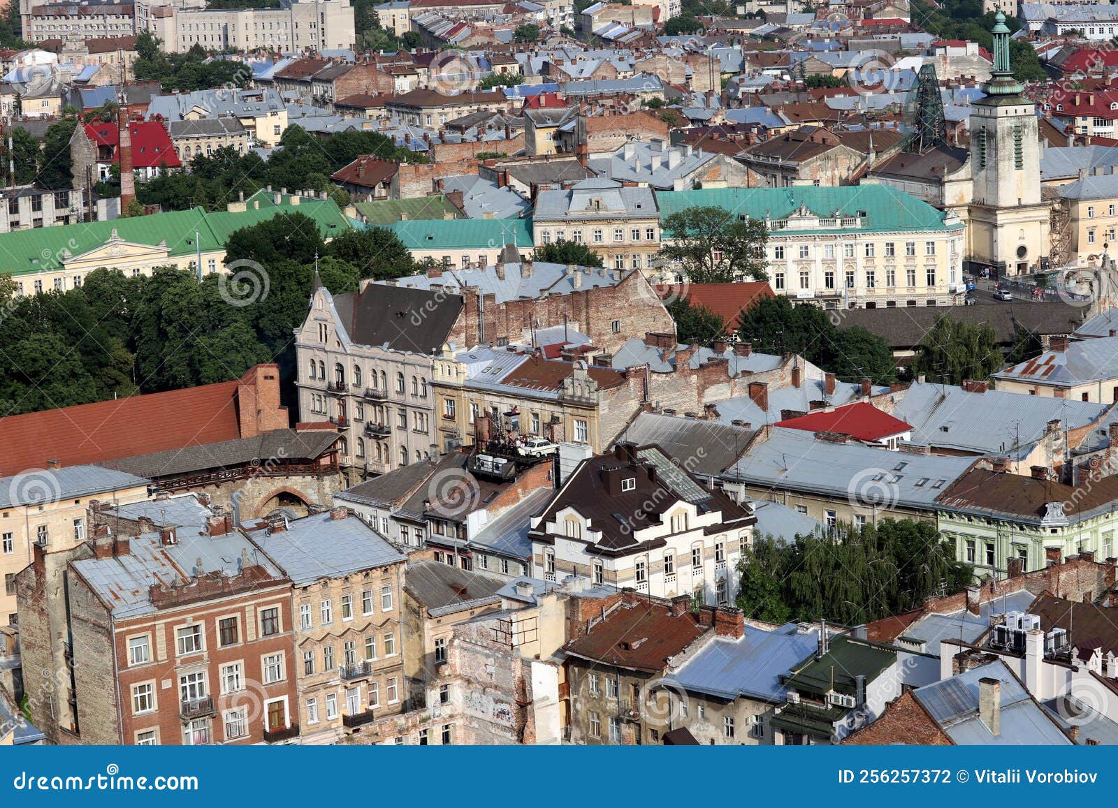 Panorama Top View of the Houses in the Old Town Stock Photo - Image of ...