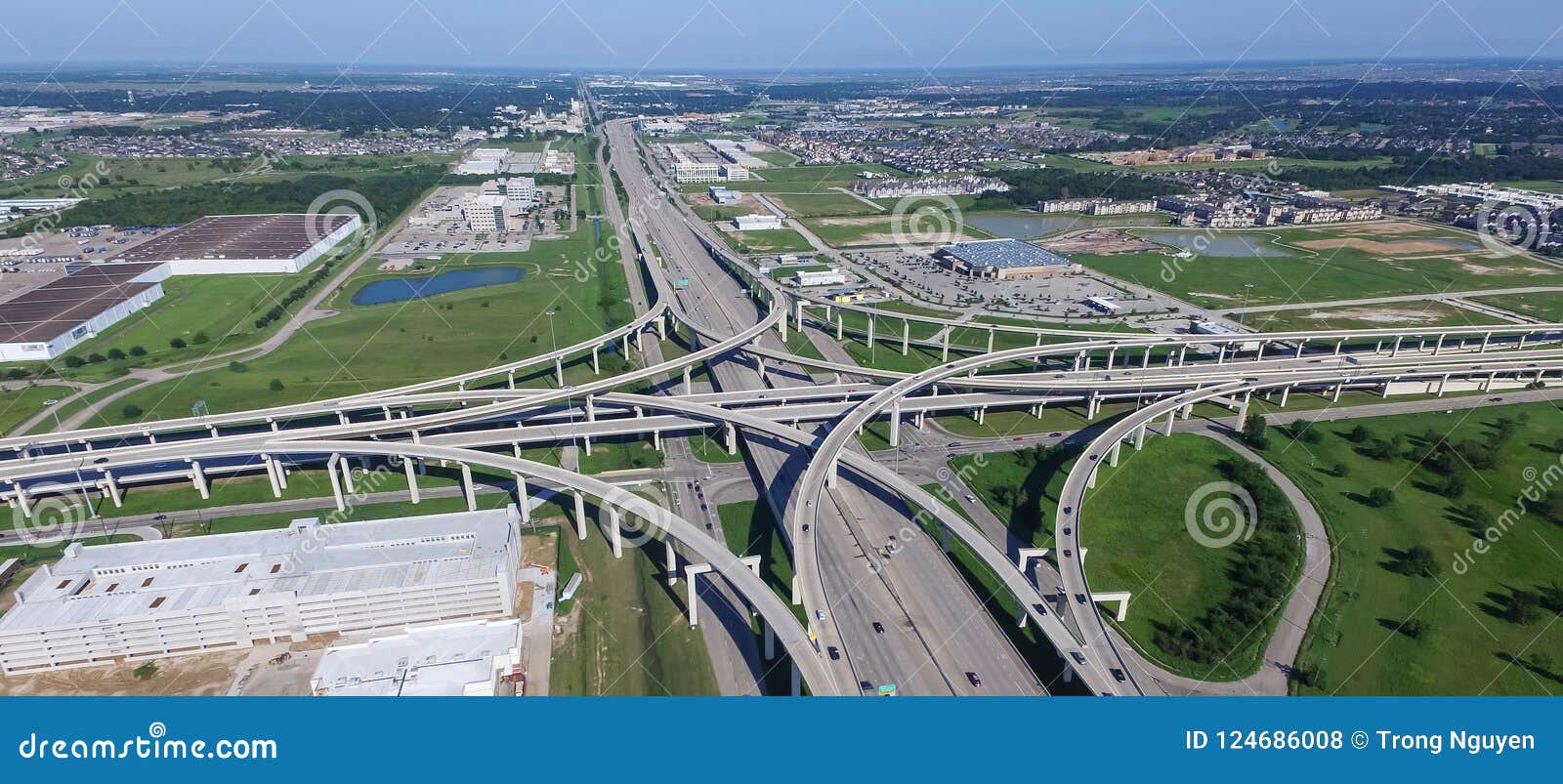 Panoramic Vertical View Katy Freeway Interstate 10 with Clear Bl Stock ...