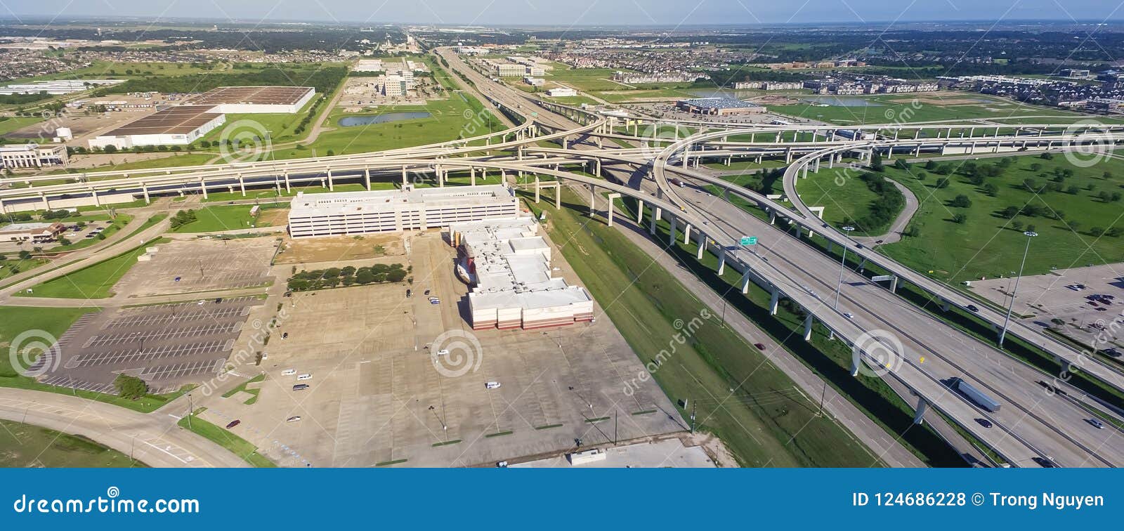 Panoramic Vertical View Katy Freeway Interstate 10 with Clear Bl Stock ...