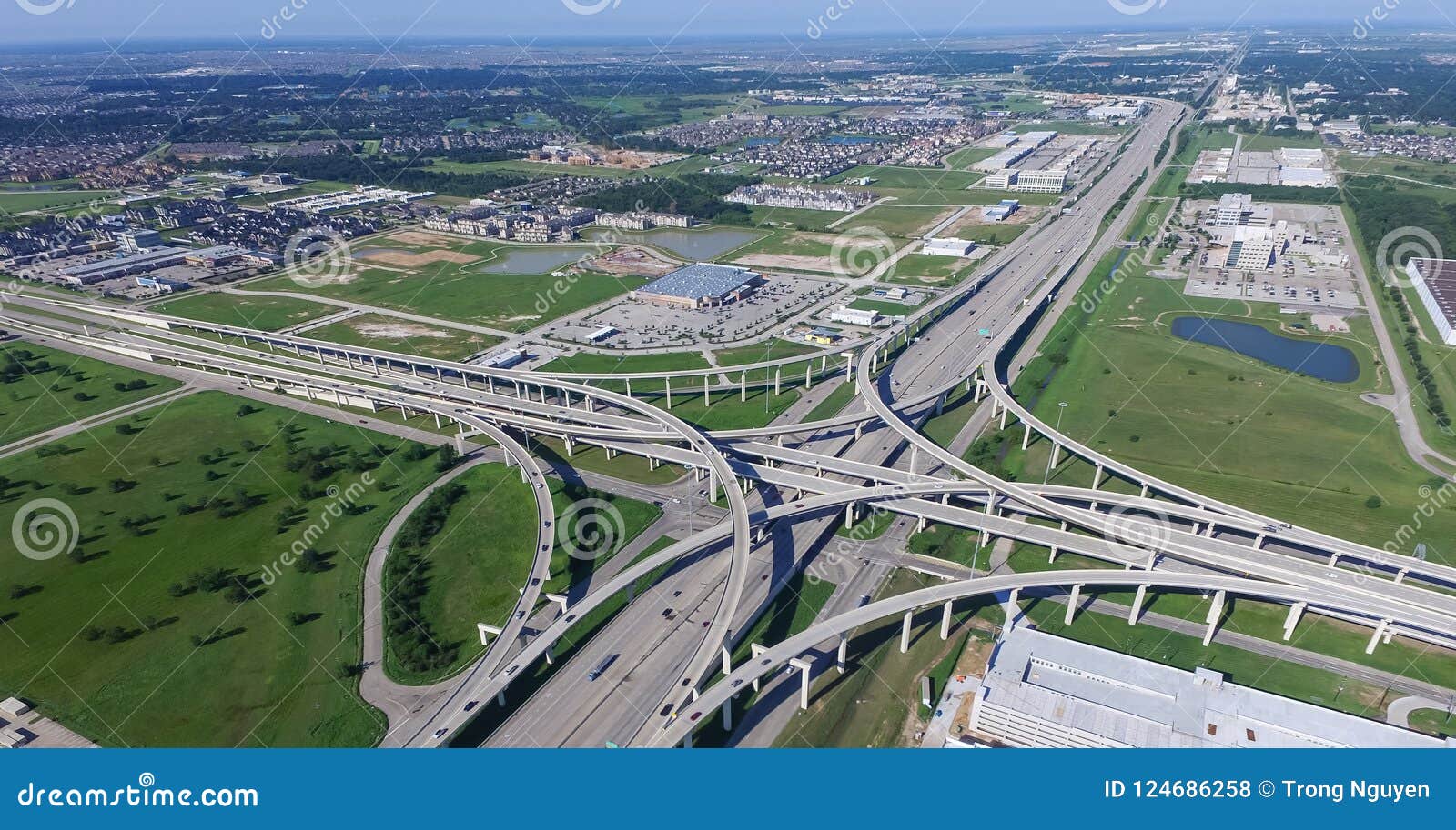 Panoramic Vertical View Katy Freeway Interstate 10 with Clear Bl Stock ...