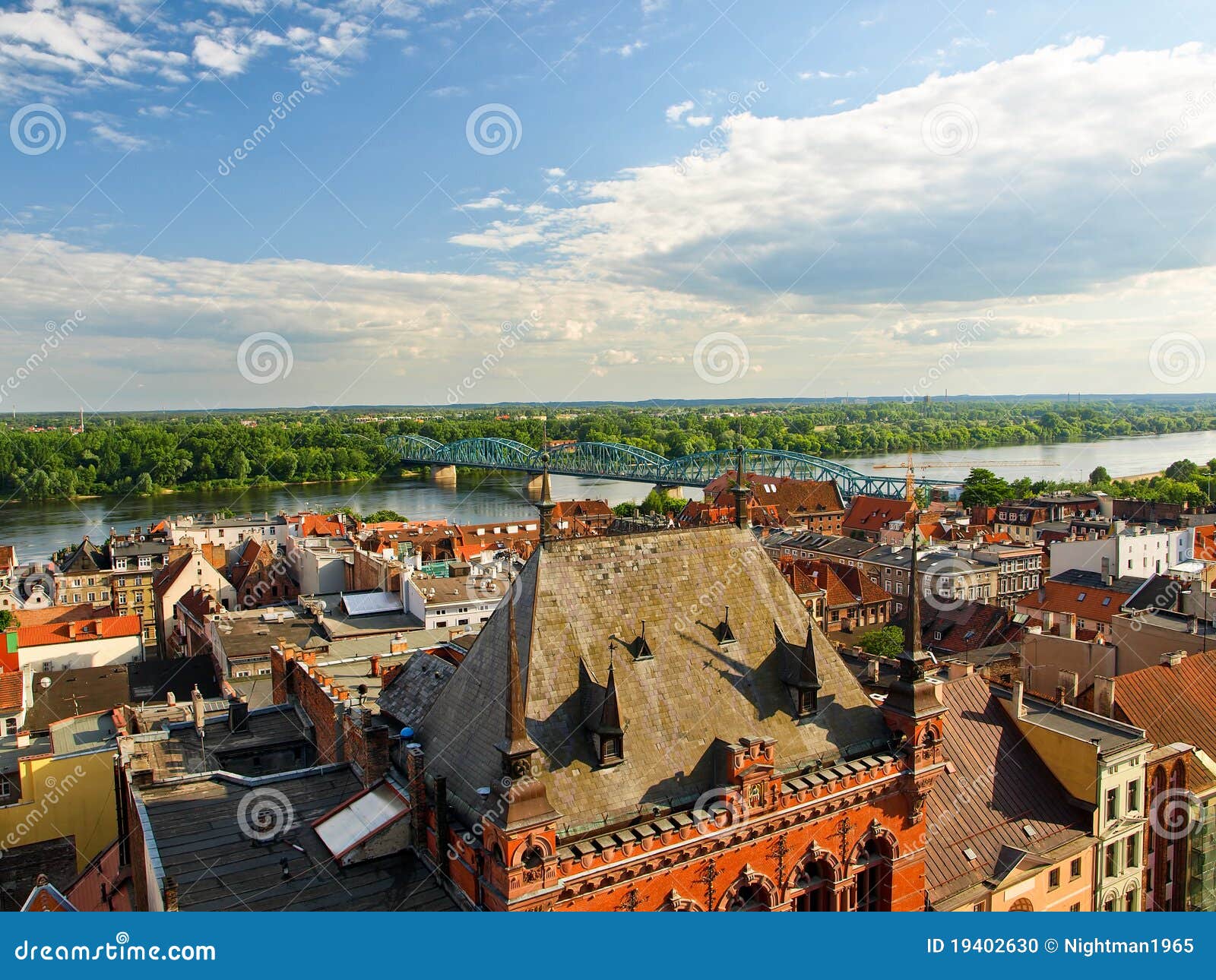 Panorama of Torun, Poland. stock photo. Image of building - 19402630