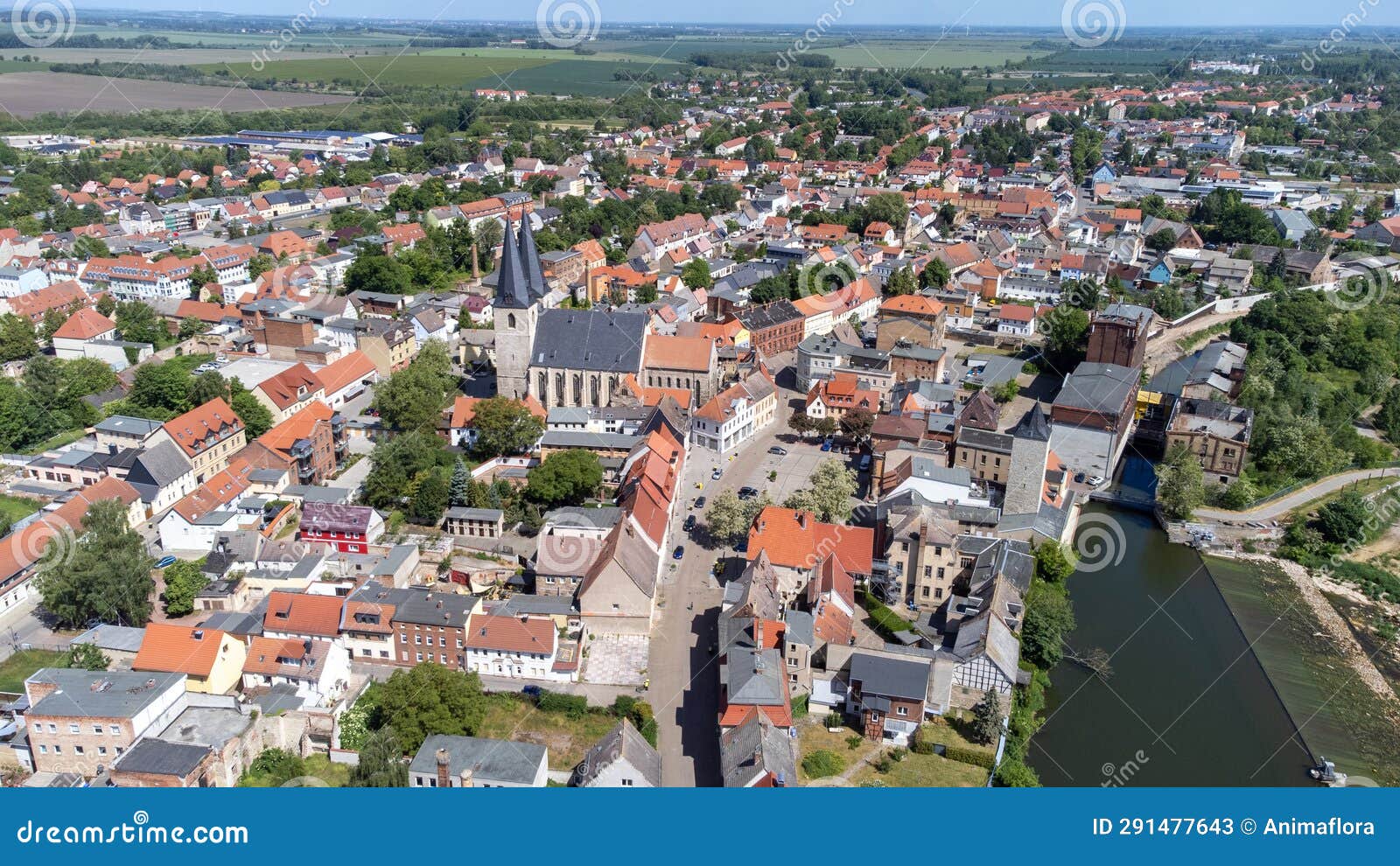 Panorama of the Town Calbe in Germany Stock Image - Image of church ...