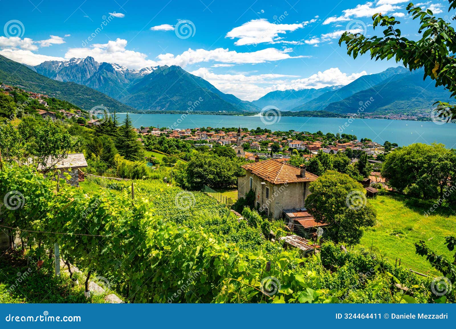 The Town of Domaso and Lake Como Stock Image - Image of aerial ...