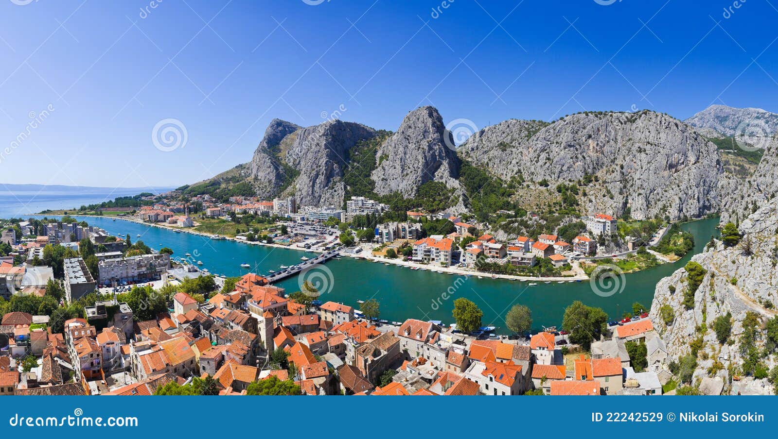Panorama of Town Omis in Croatia Stock Image - Image of omis ...