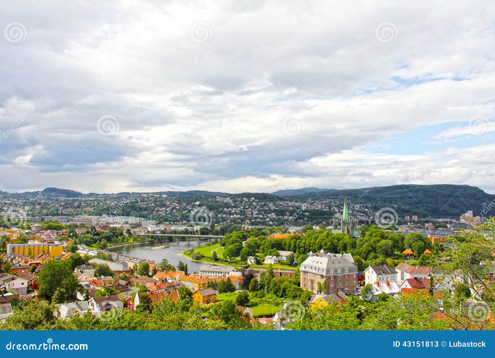 Panorama of Trondheim stock image. Image of building - 43151813