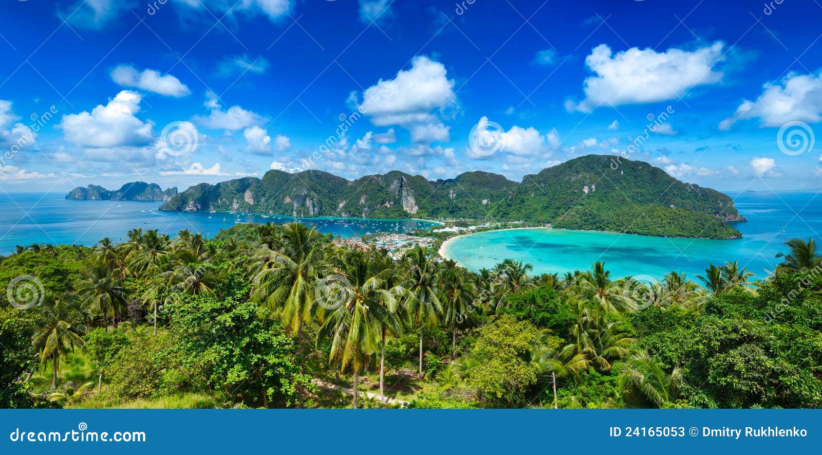 Panorama of Tropical Island Stock Image - Image of resort, tropical ...