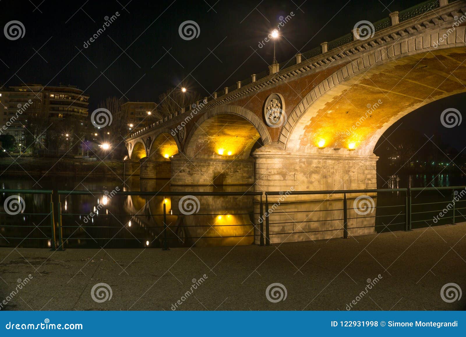 Bridge, Panorama of Turin at Night Stock Photo - Image of landscape ...