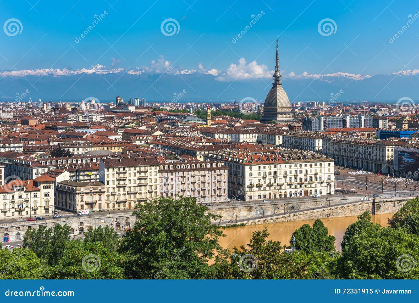 Panorama of Turin skyline stock image. Image of architecture - 72351915