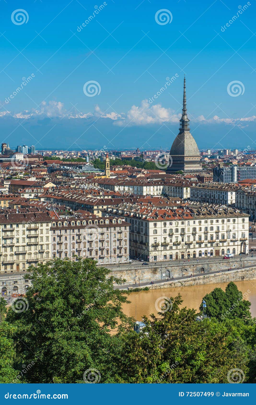 Panorama of Turin skyline stock image. Image of hill - 72507499
