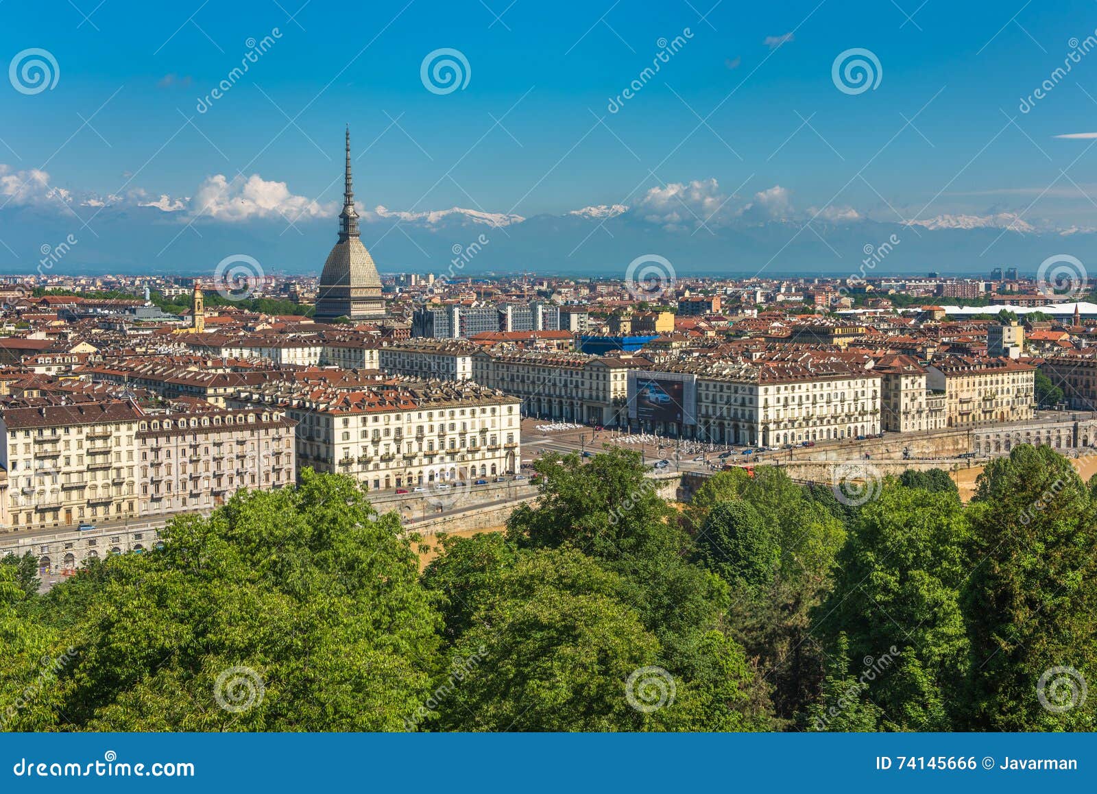 Panorama of Turin skyline stock photo. Image of landscape - 74145666