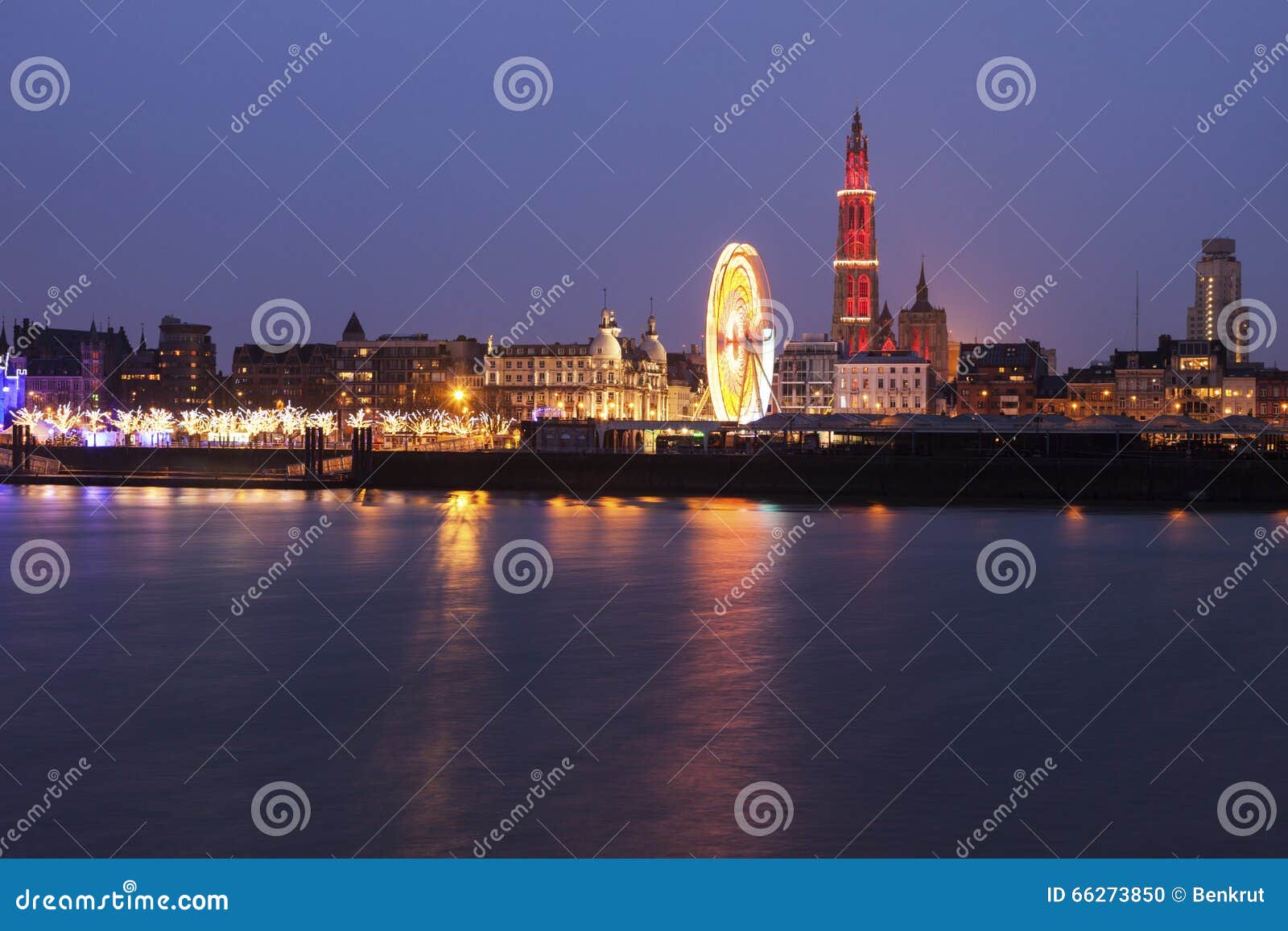 Panorama Van Antwerpen Over Schelde-Rivier Stock Foto - Image of europa ...