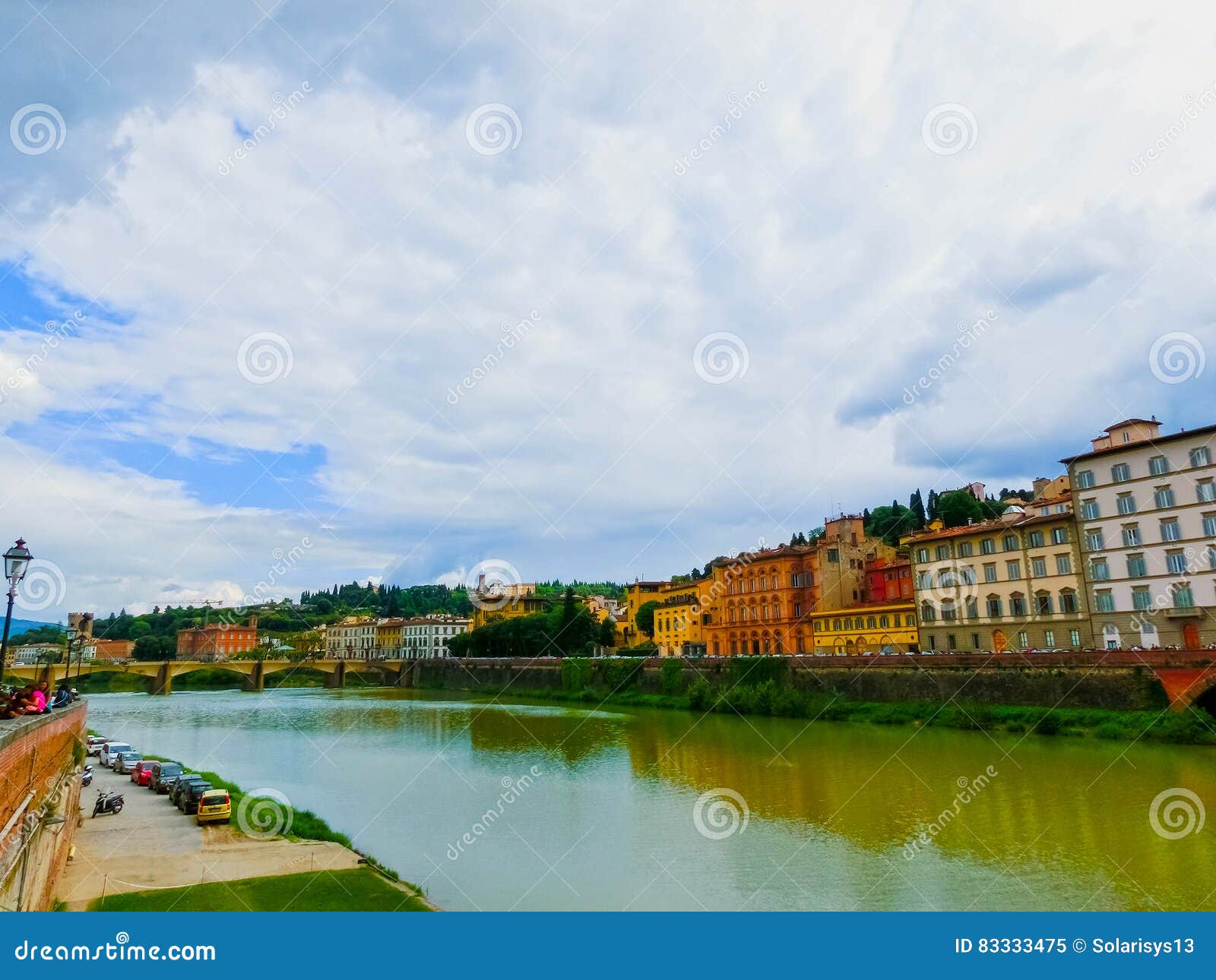 Panorama Van Rivier Arno Florence Toscanië Stock Afbeelding - Image of ...