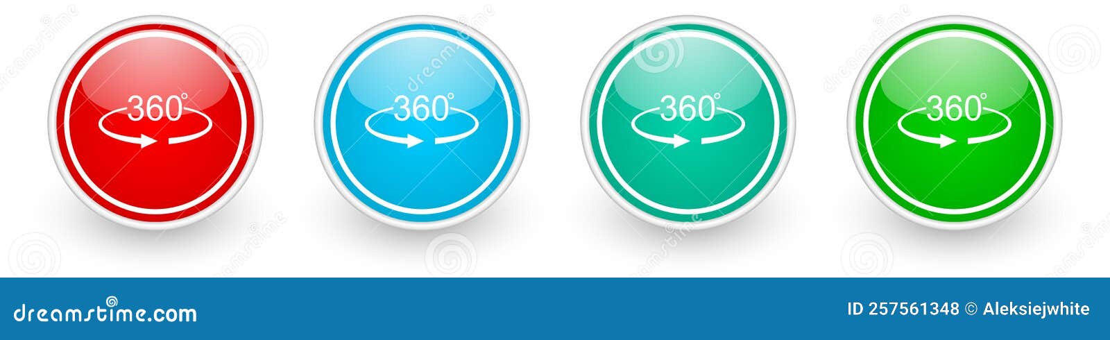 Panorama 360 Vector Icons, Colorful Glossy Buttons on White Stock ...