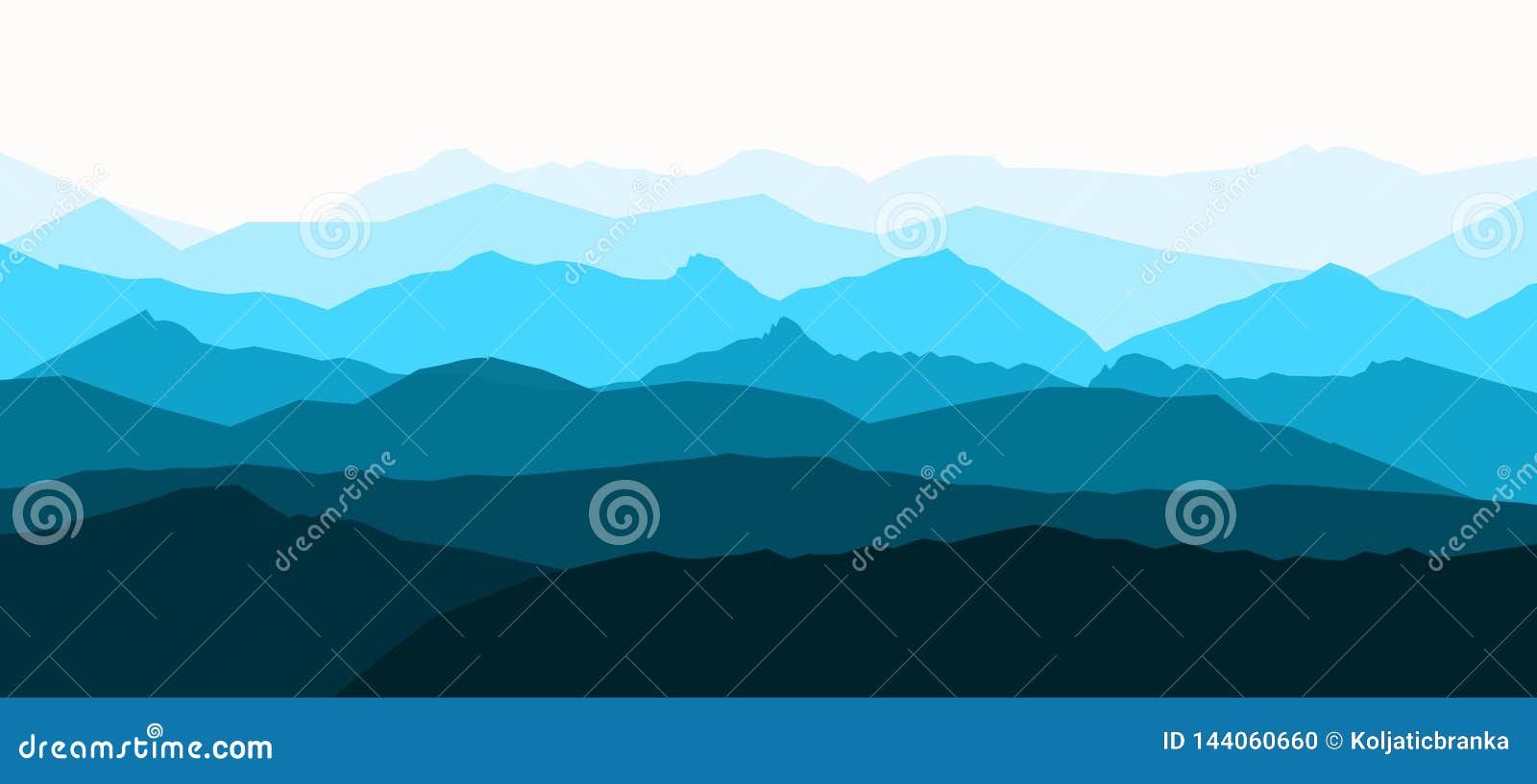 Panorama Vector Illustration of Mountain Ridges Stock Vector ...