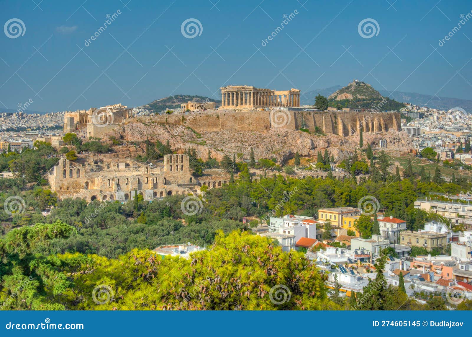 Panorama View of Acropolis in Greek Capital Athens Stock Image - Image ...