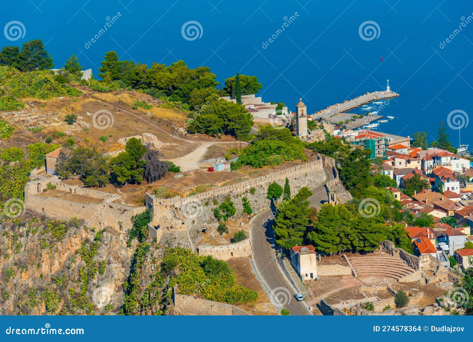 Panorama View of Akronafplia S Castle in Nafplio, Greece Stock Photo ...