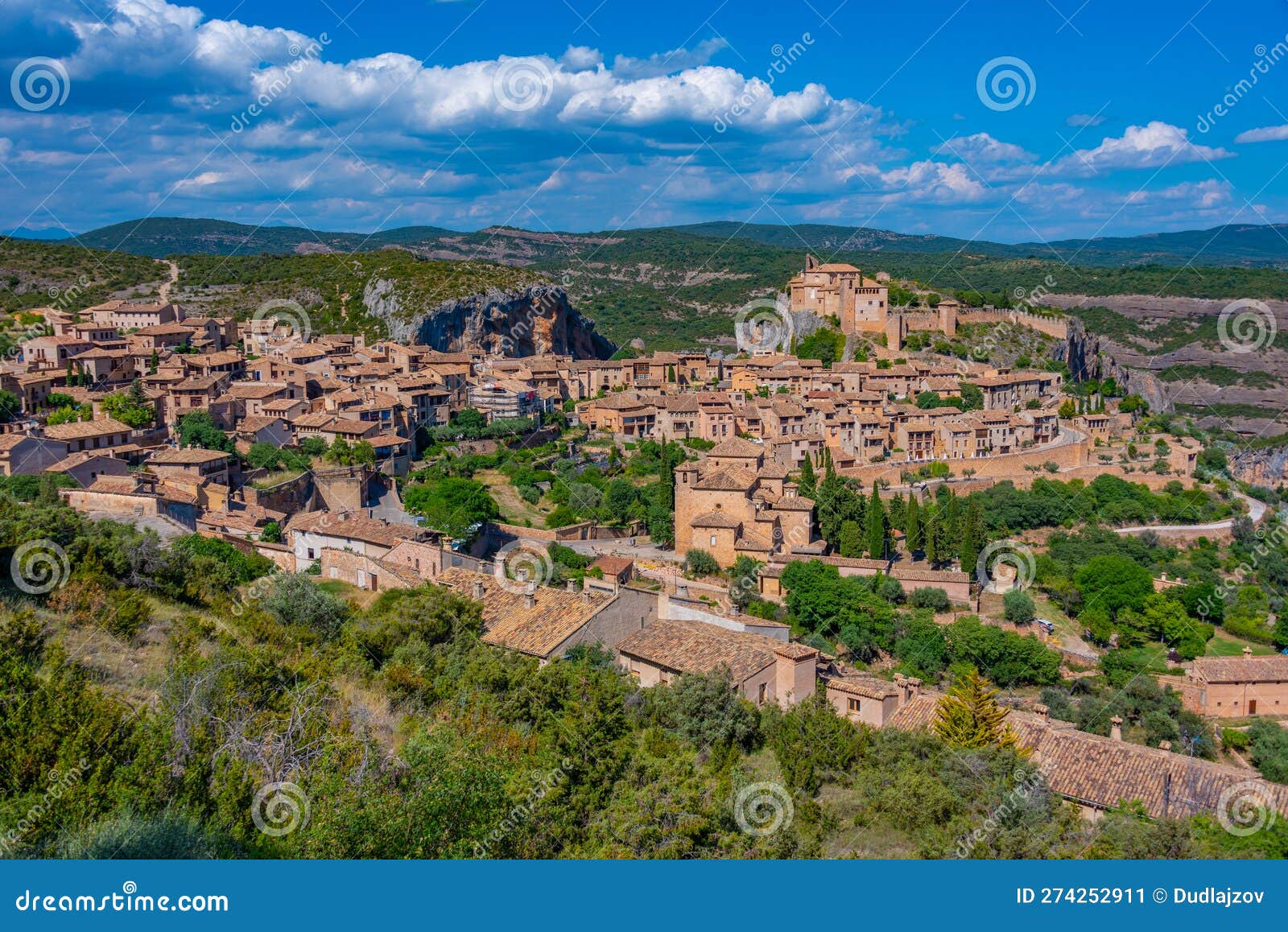 Panorama View of Alquezar Village in Spain Stock Image - Image of ...