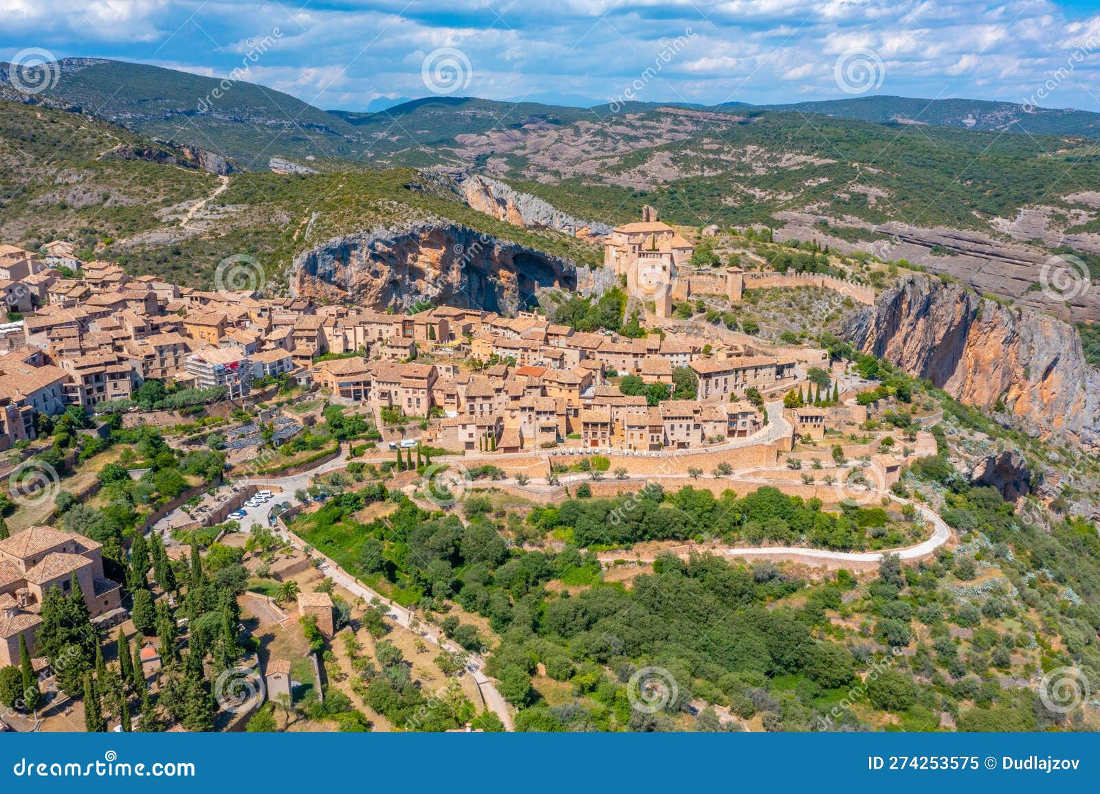 Panorama View of Alquezar Village in Spain Stock Image - Image of ...