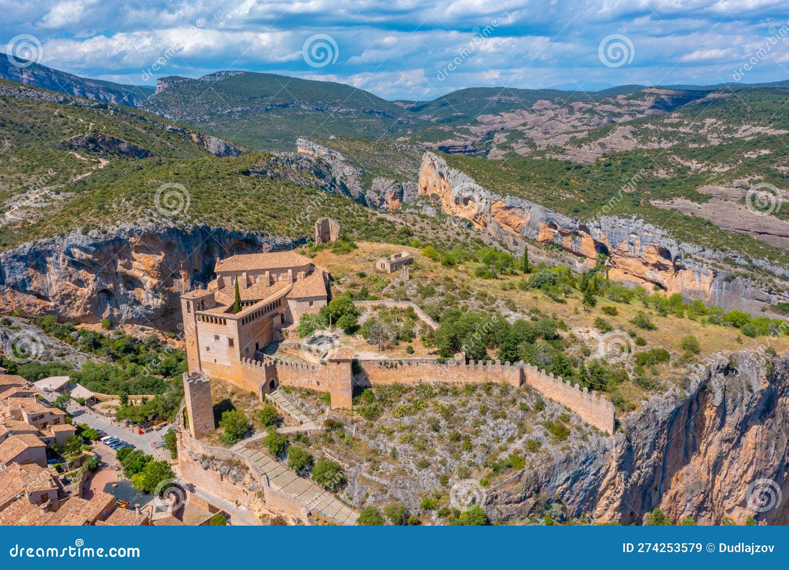 Panorama View of Alquezar Village in Spain Stock Image - Image of ...