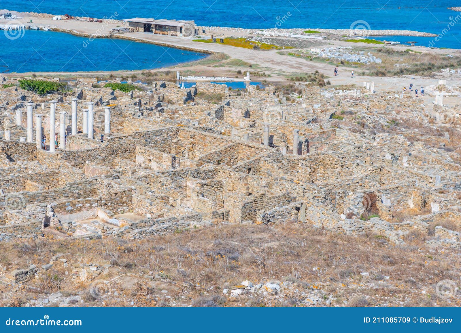 Panorama View of Ancient Ruins at Delos Island in Greece Stock Image ...