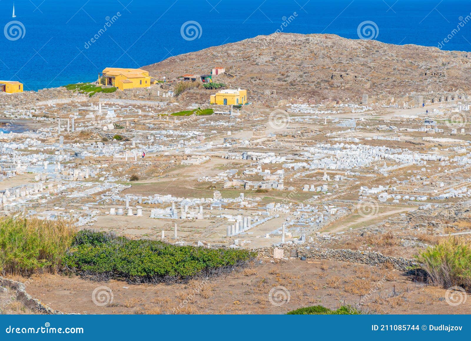 Panorama View of Ancient Ruins at Delos Island in Greece Stock Photo ...