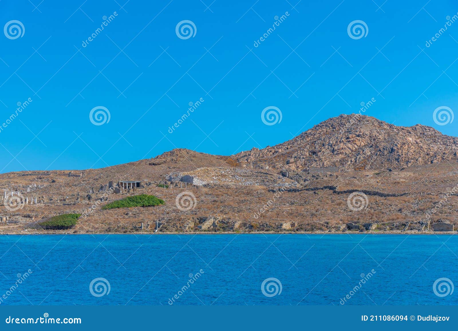 Panorama View of Ancient Ruins at Delos Island in Greece Stock Photo ...