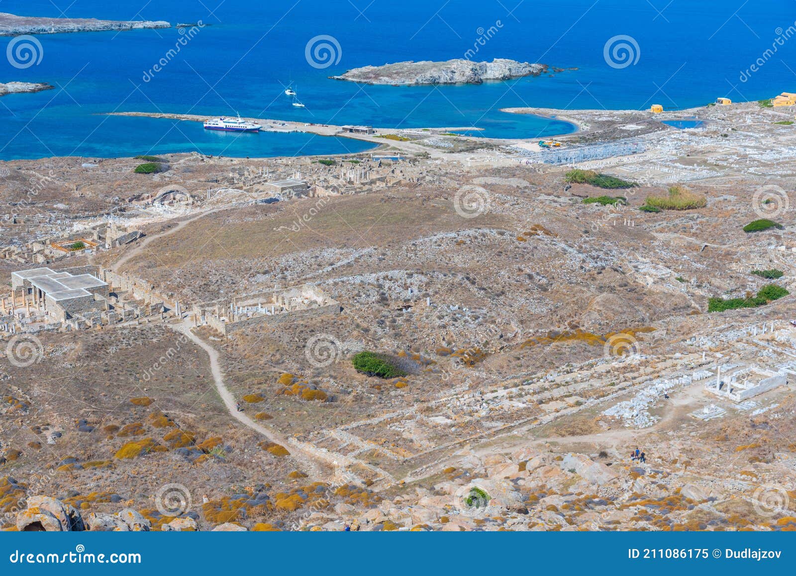 Panorama View of Ancient Ruins at Delos Island in Greece Stock Image ...