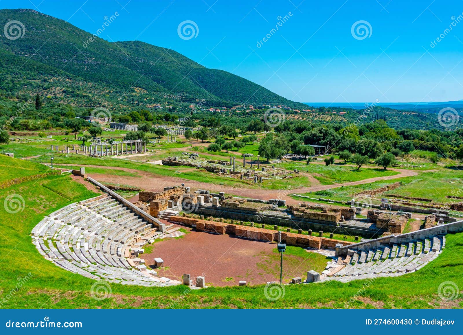 Panorama View of Archaeological Site of Ancient Messini in Greec Stock ...