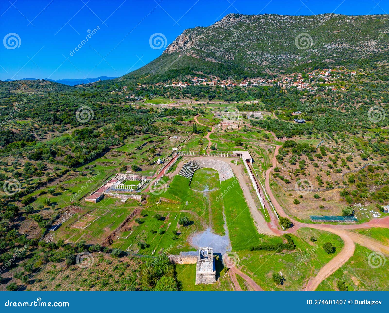 Panorama View of Archaeological Site of Ancient Messini in Greec Stock ...