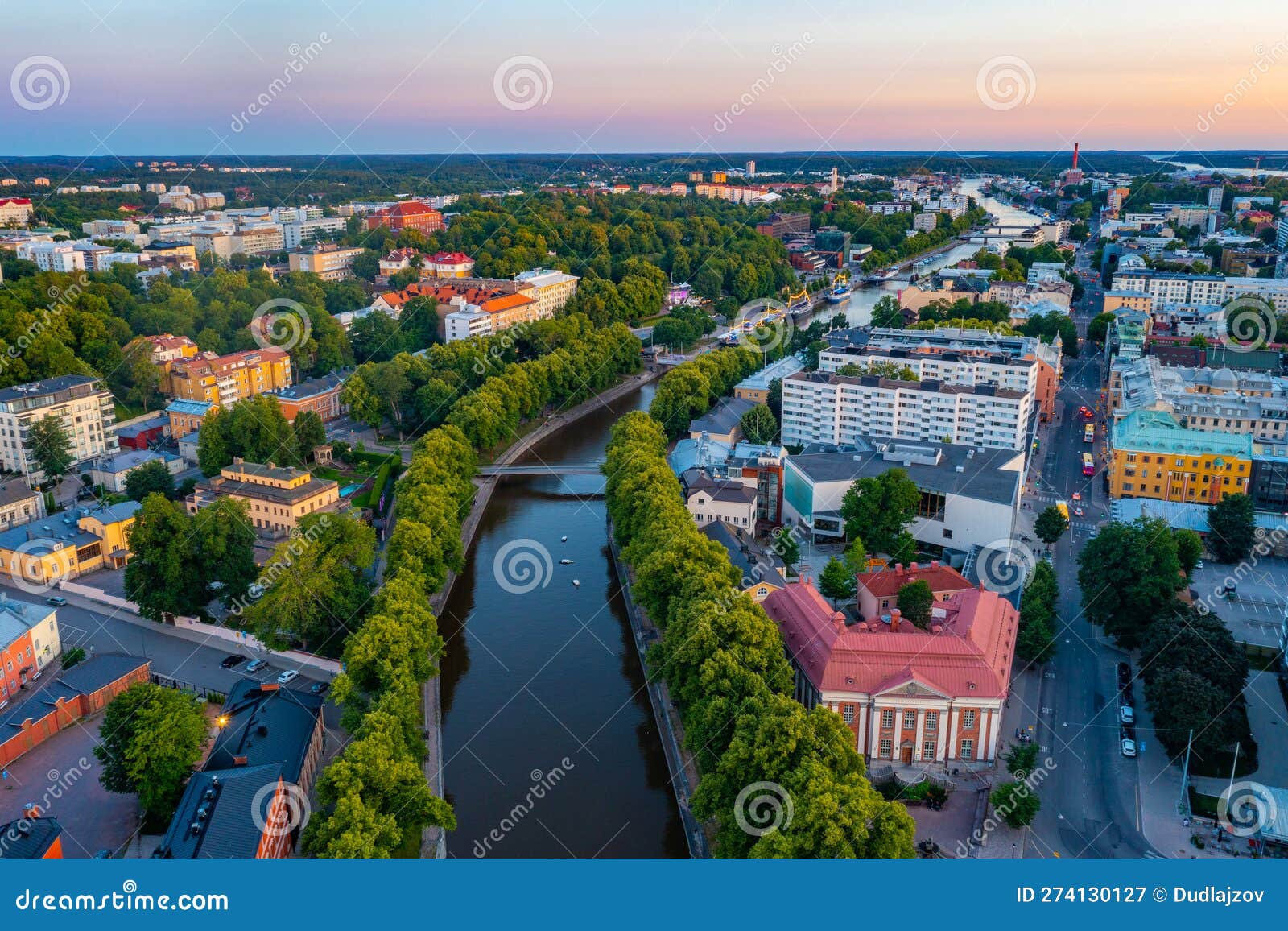 Panorama View of Aura River in Turku, Finland Stock Image - Image of ...