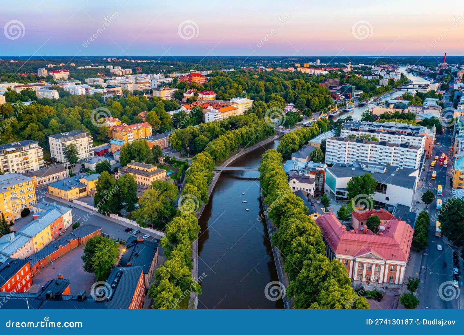 Panorama View of Aura River in Turku, Finland Stock Image - Image of ...