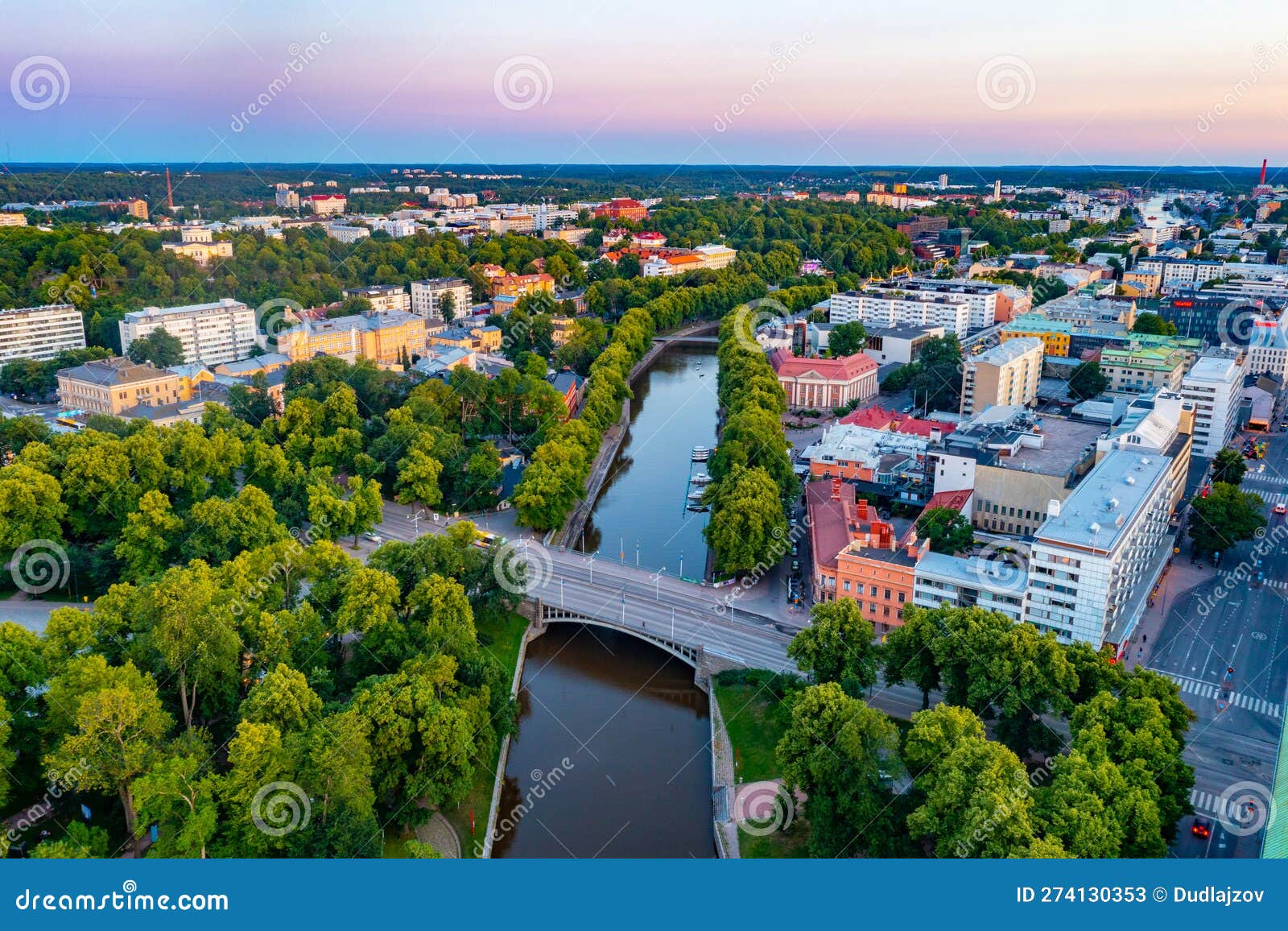 Panorama View of Aura River in Turku, Finland Stock Image - Image of ...