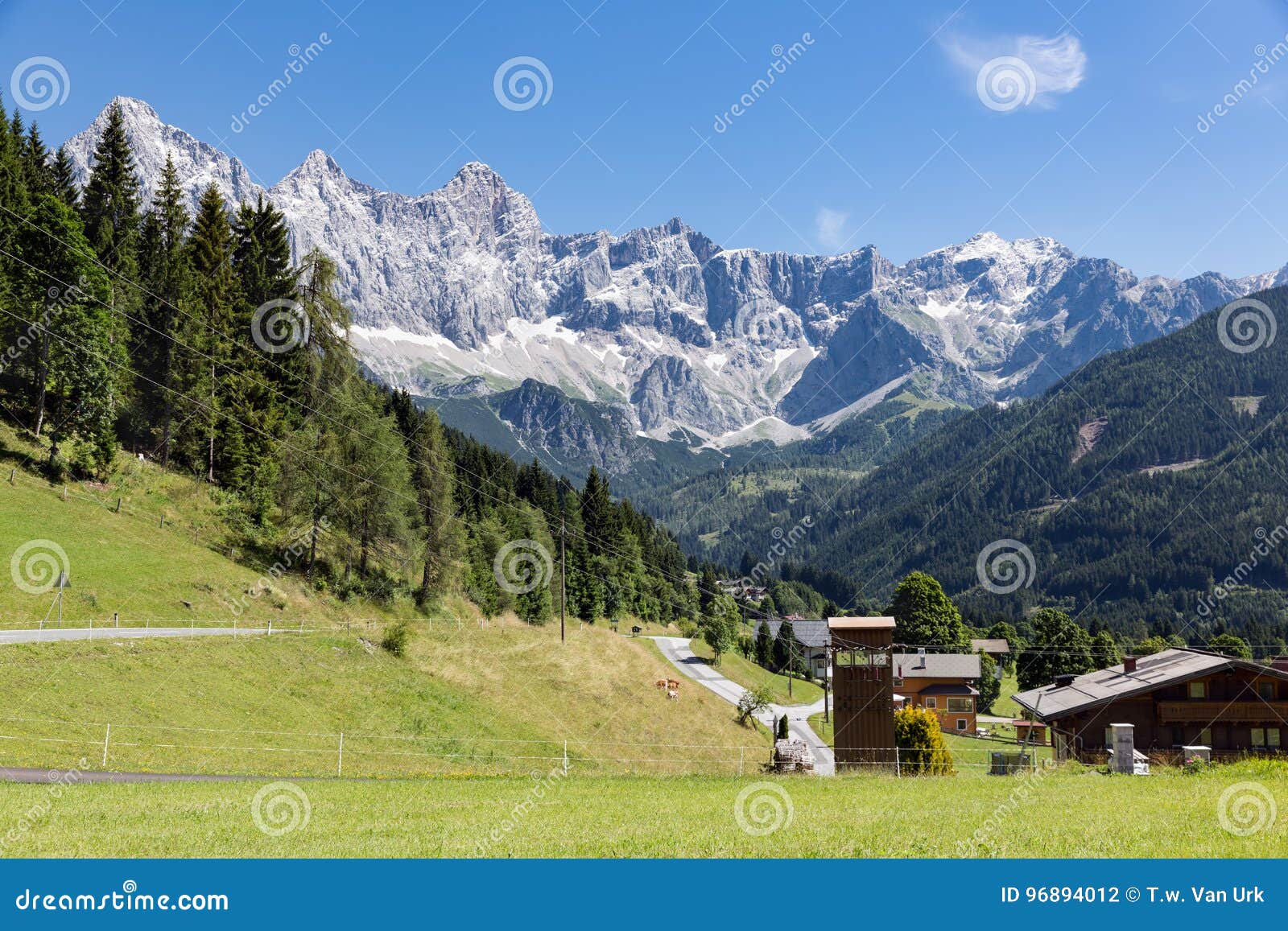 Panorama View at Austrian Dachstein Mountains Stock Photo - Image of ...