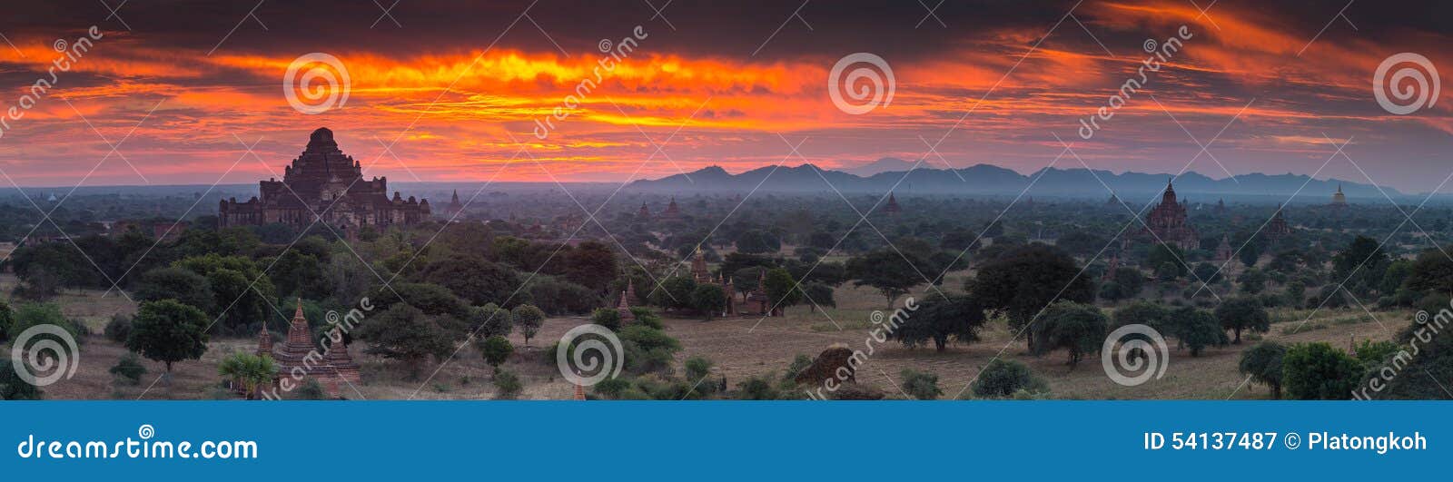 Panorama View of Bagan Temples, Myanmar Stock Image - Image of bagan ...