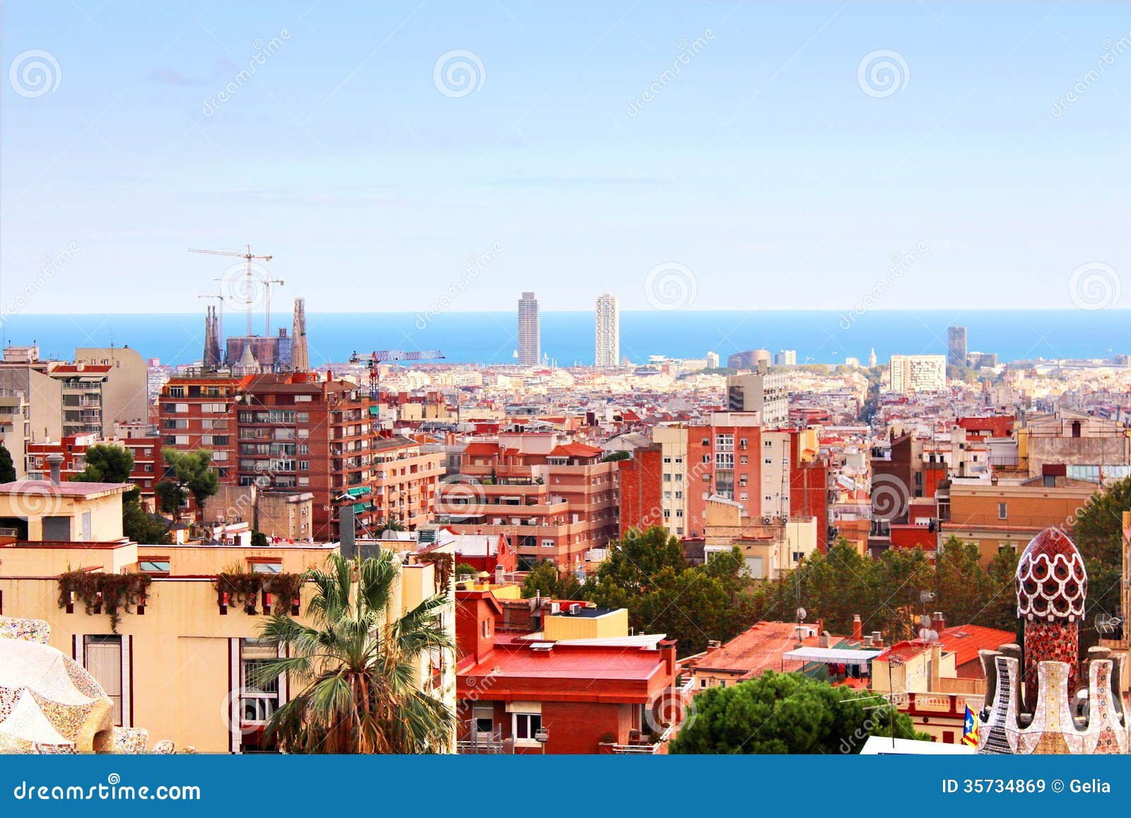 Panorama View of Barcelona, Spain Stock Image - Image of dwelling ...