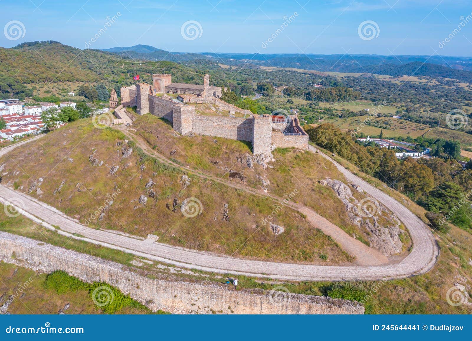Panorama View of Castle in Spanish Town Aracena. Stock Image - Image of ...