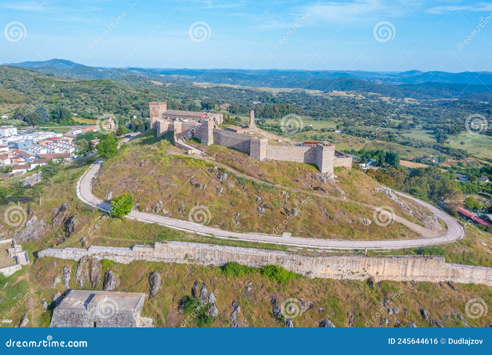 Panorama View of Castle in Spanish Town Aracena. Stock Photo - Image of ...