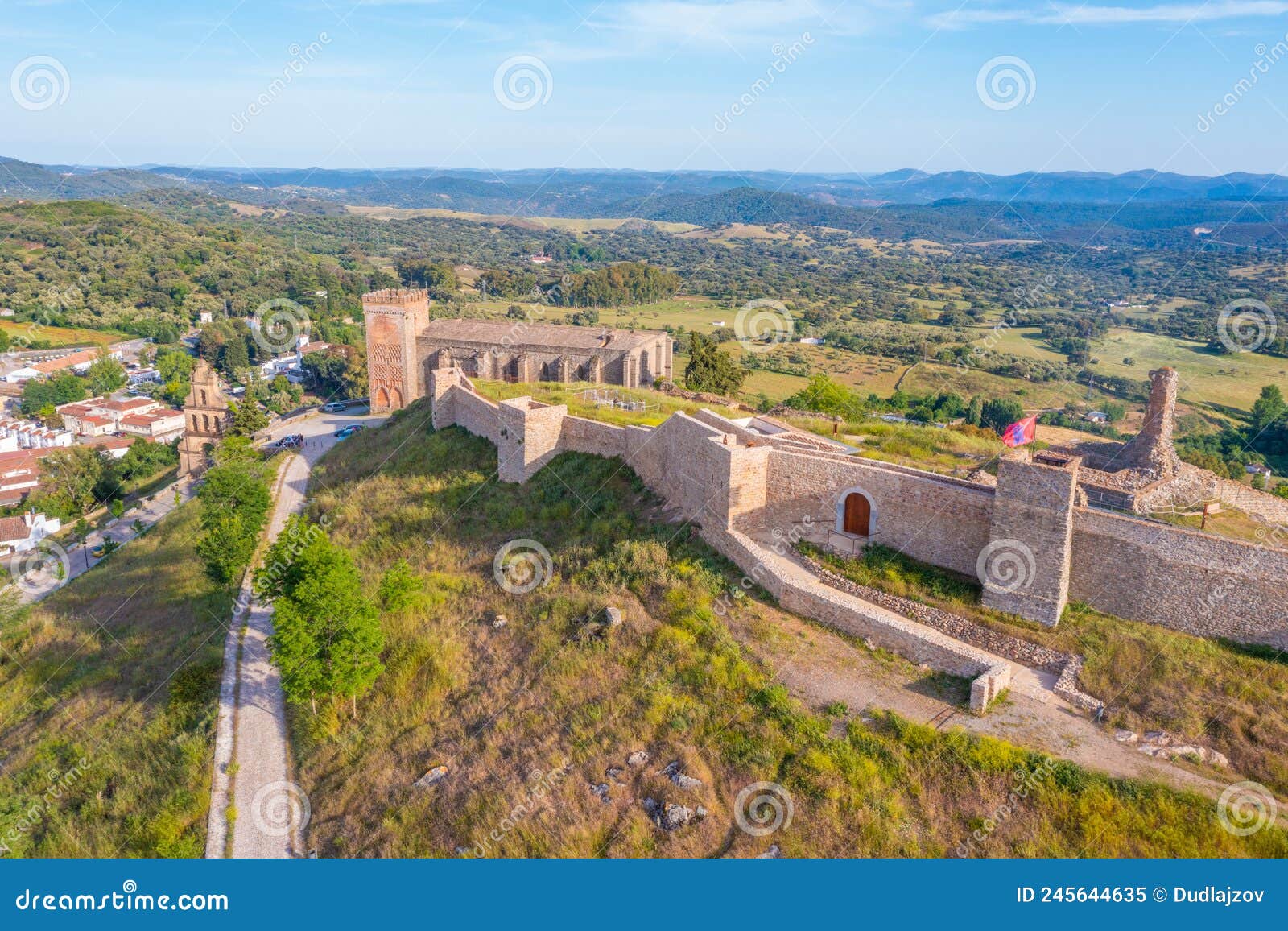 Panorama View of Castle in Spanish Town Aracena. Stock Image - Image of ...
