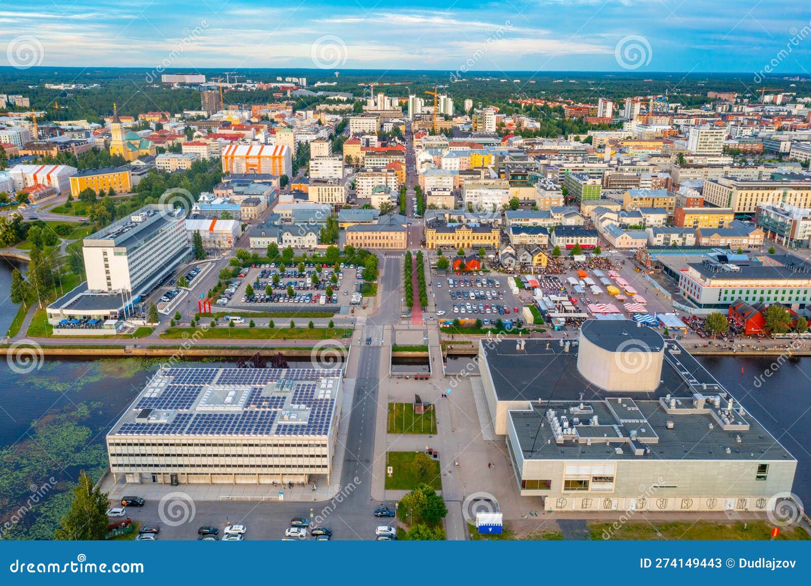 Panorama View of Center of Finnish Town Oulu Stock Image - Image of ...