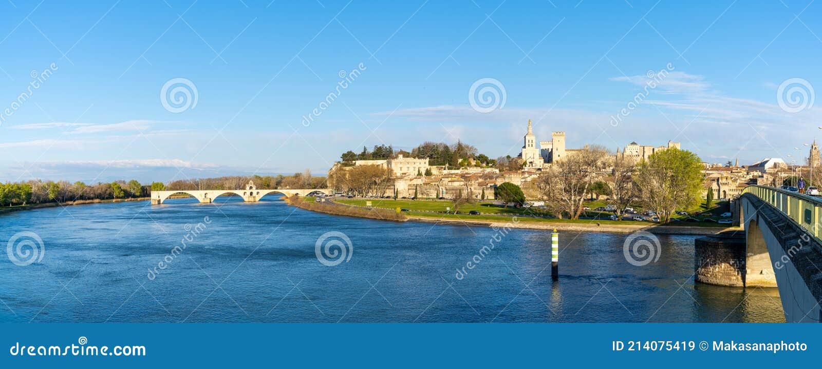 Panorama View of the City of Avignon on the Rhone River Stock Image ...