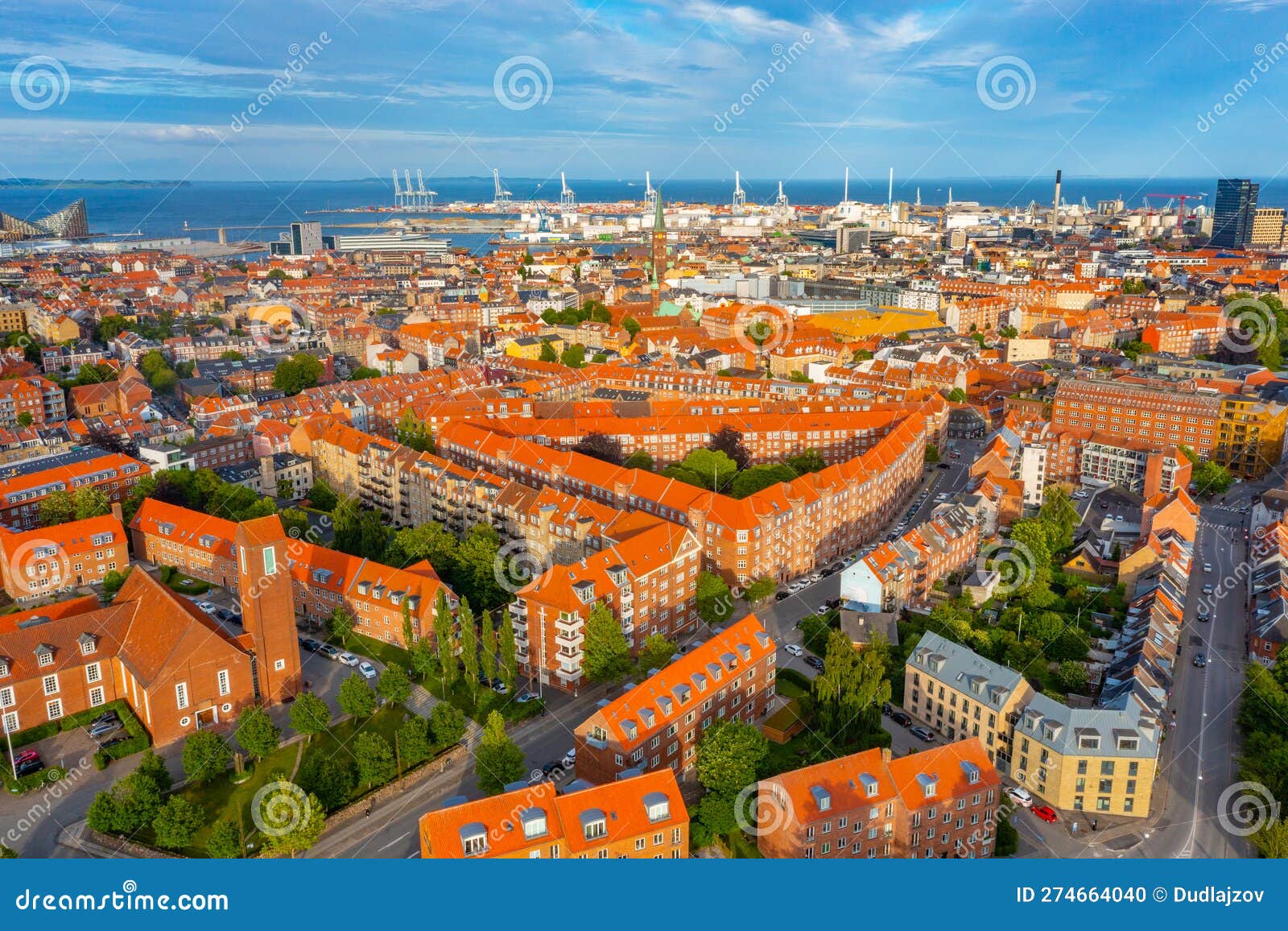 Panorama View of Danish Town Aarhus Stock Photo - Image of building ...